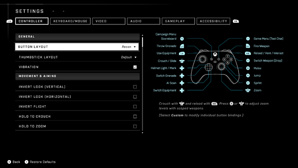 HINF:Control schemes - Halopedia, the Halo wiki