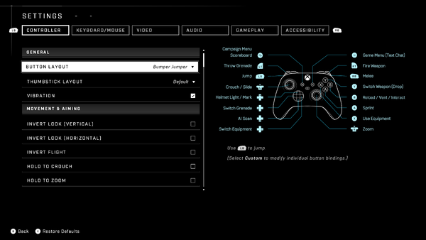 HINF:Control schemes - Halopedia, the Halo wiki